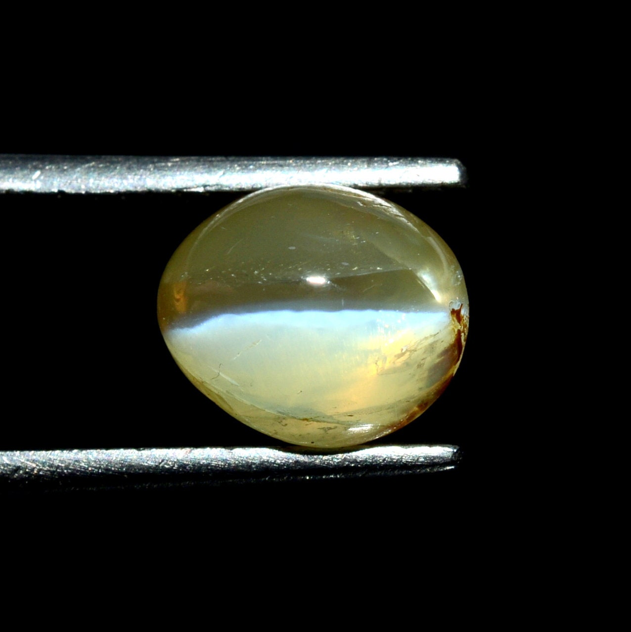 Natural Yellow Chrysoberyl Cat's Eye Gemstone: Polished Cabochon (8x6 ...