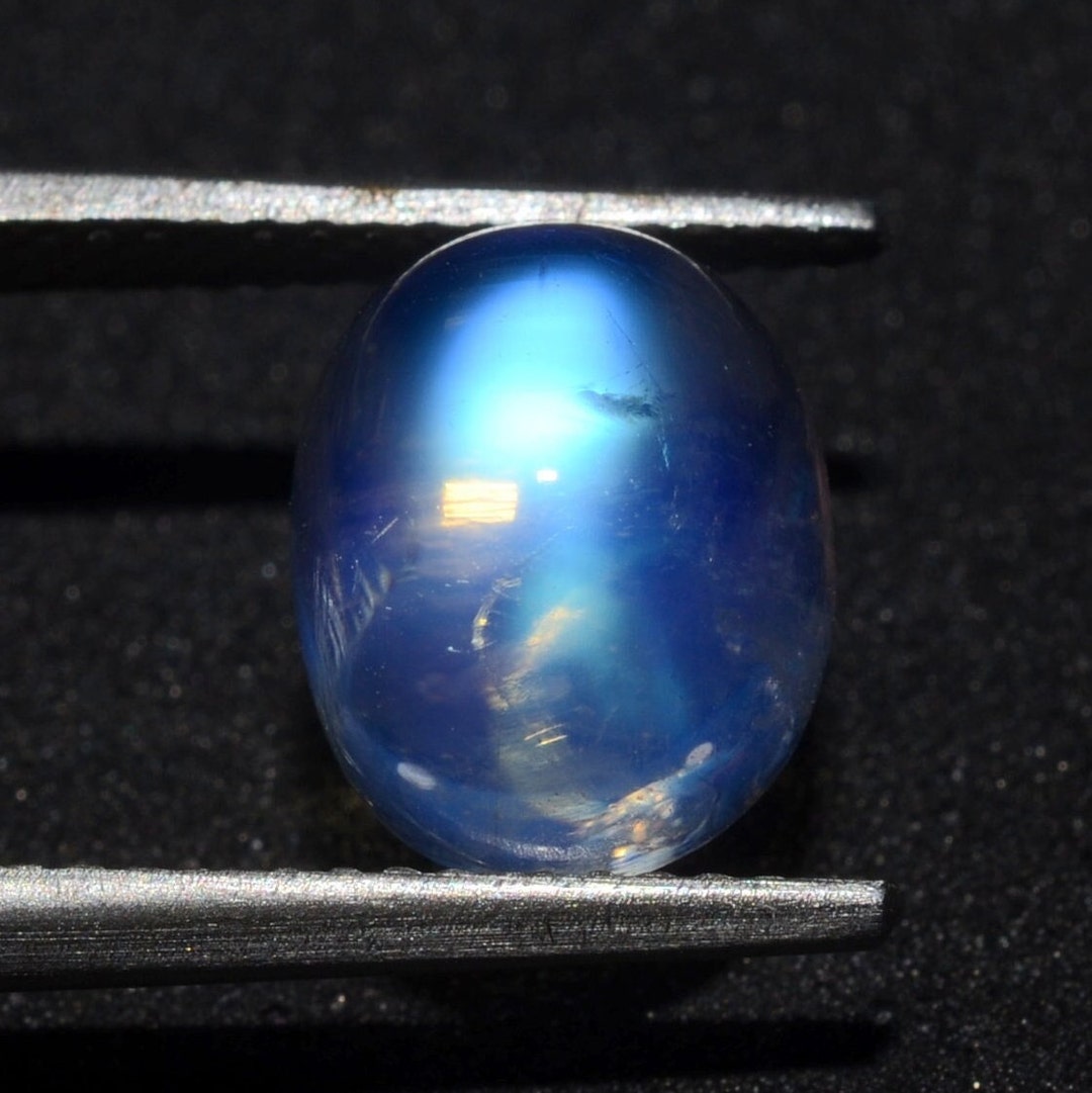 Top Grade Blue Fire Moonstone Cabochon Oval Shape Natural White Rainbow ...