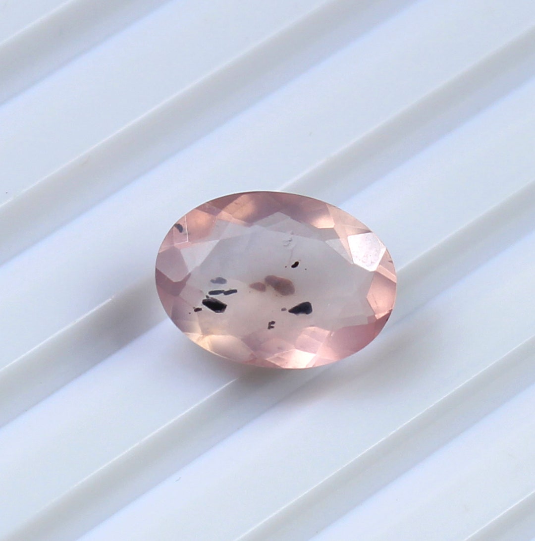 Rare Pink Quartz Crystals Black Dot Natural Rose Quartz Cut Gemstone ...