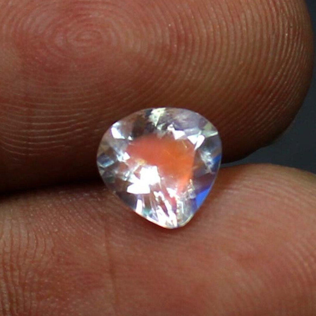 Madagascar Faceted Rainbow Moonstone Fire Play Pear Cut Loose Gemstone ...