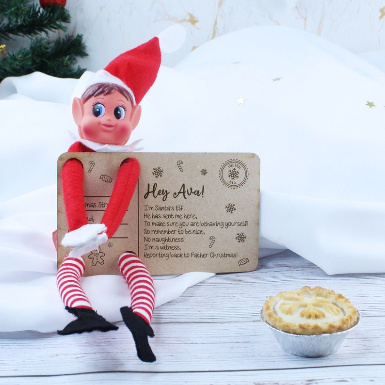 Elf Arrival Postcard Wooden Christmas Card Personalised - Etsy UK