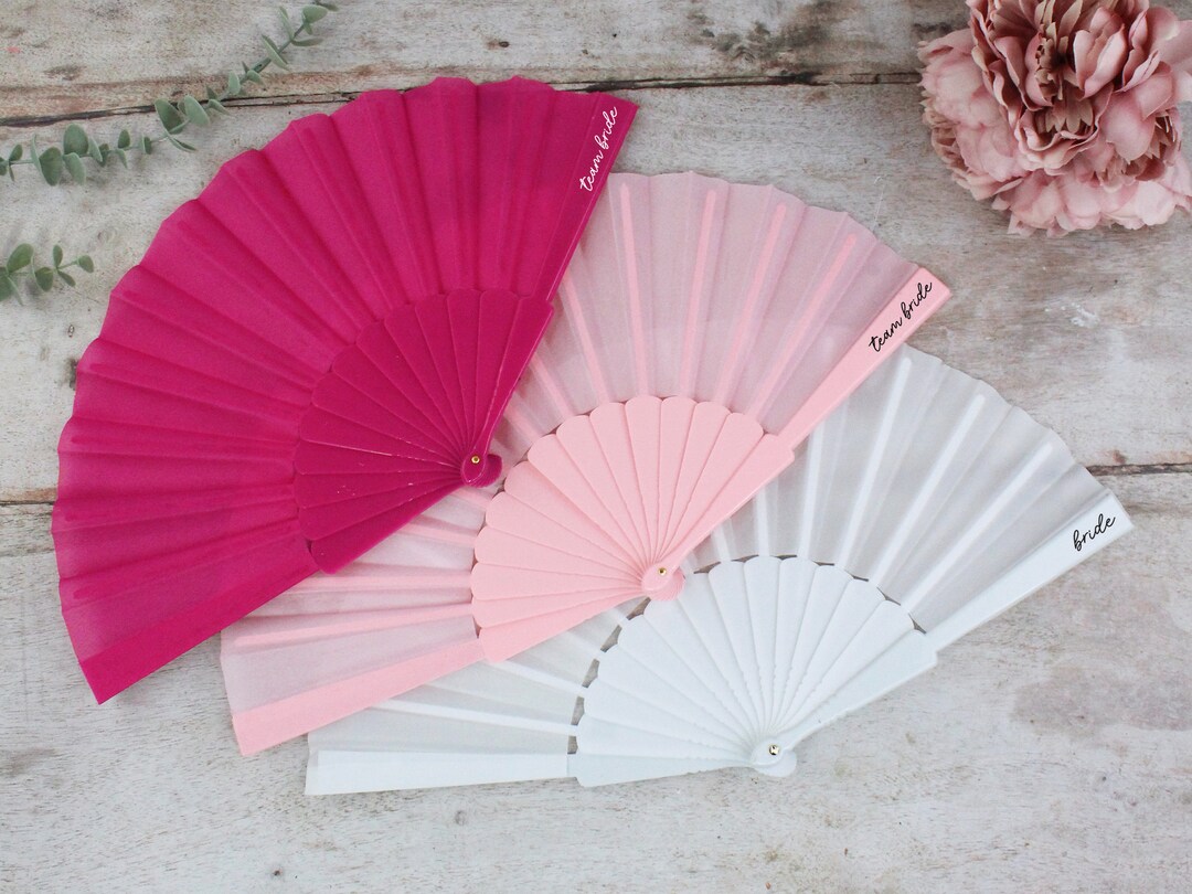 Team Bride Pink & White Bride to Be Hand Held Hen Party Fan for Hen Do ...