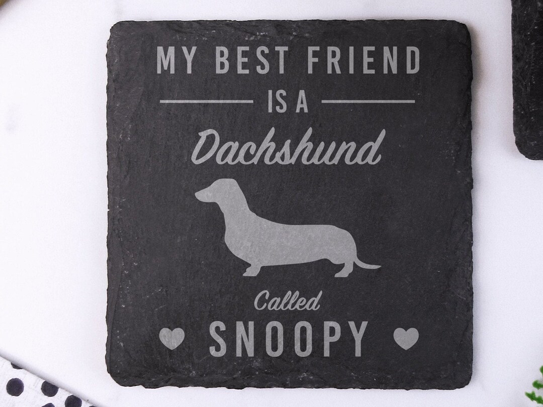Dachshund Dog Coaster, Sausage Dog Slate Coaster, Personalised ...