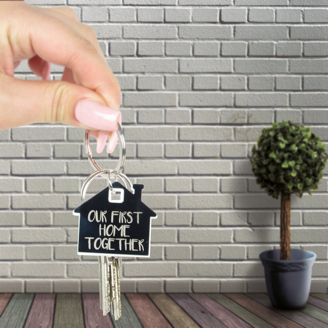 House Shaped Key Ring, New Home, Our First Home Together Metal Keychain ...