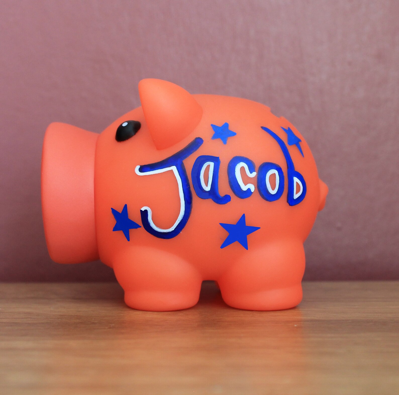 Personalised Piggy Bank, Hand Drawn Customised Plastic Piggi Bank ...