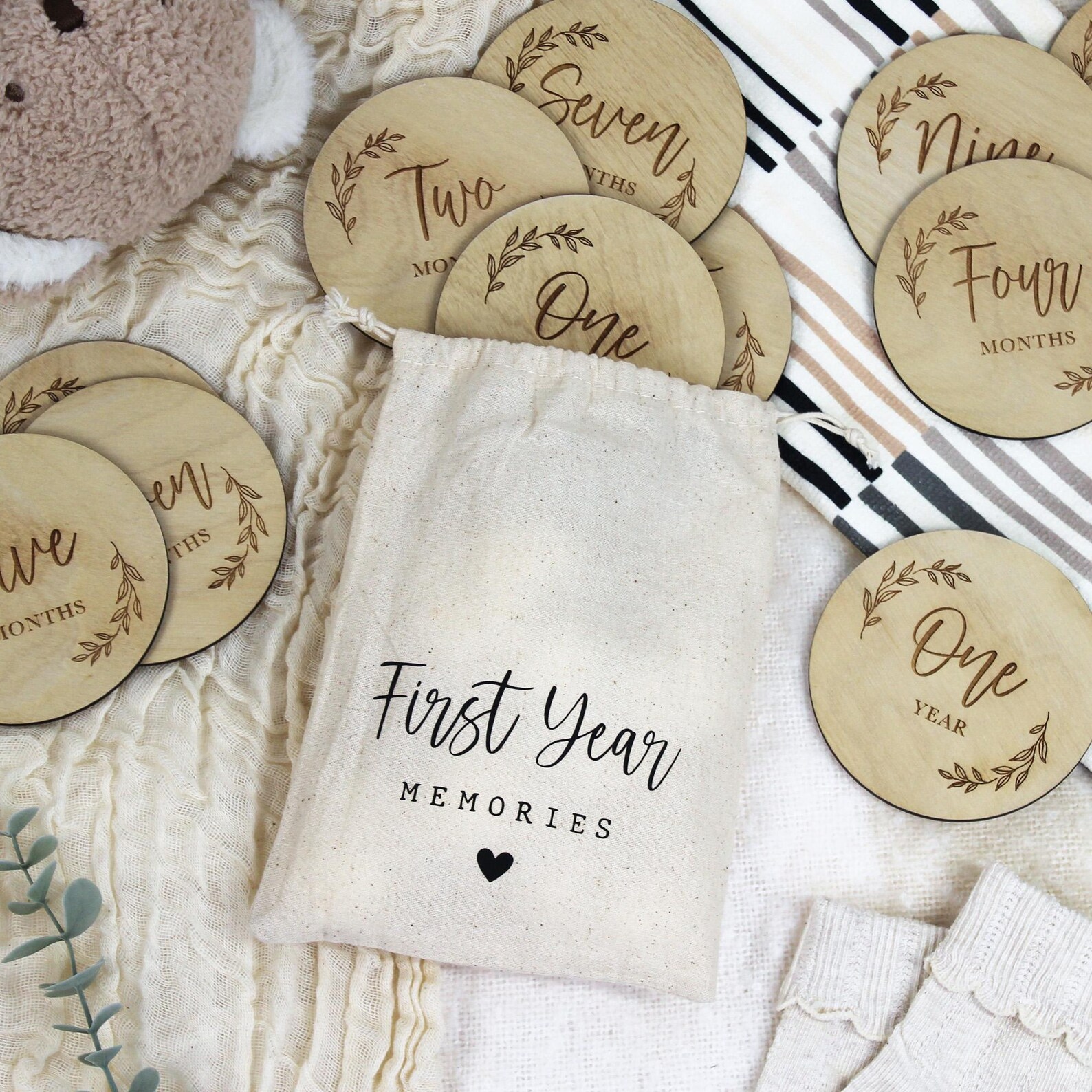 Floral Wooden Milestone Discs, Photo Prop Plaque Baby Shower Gift, Baby ...