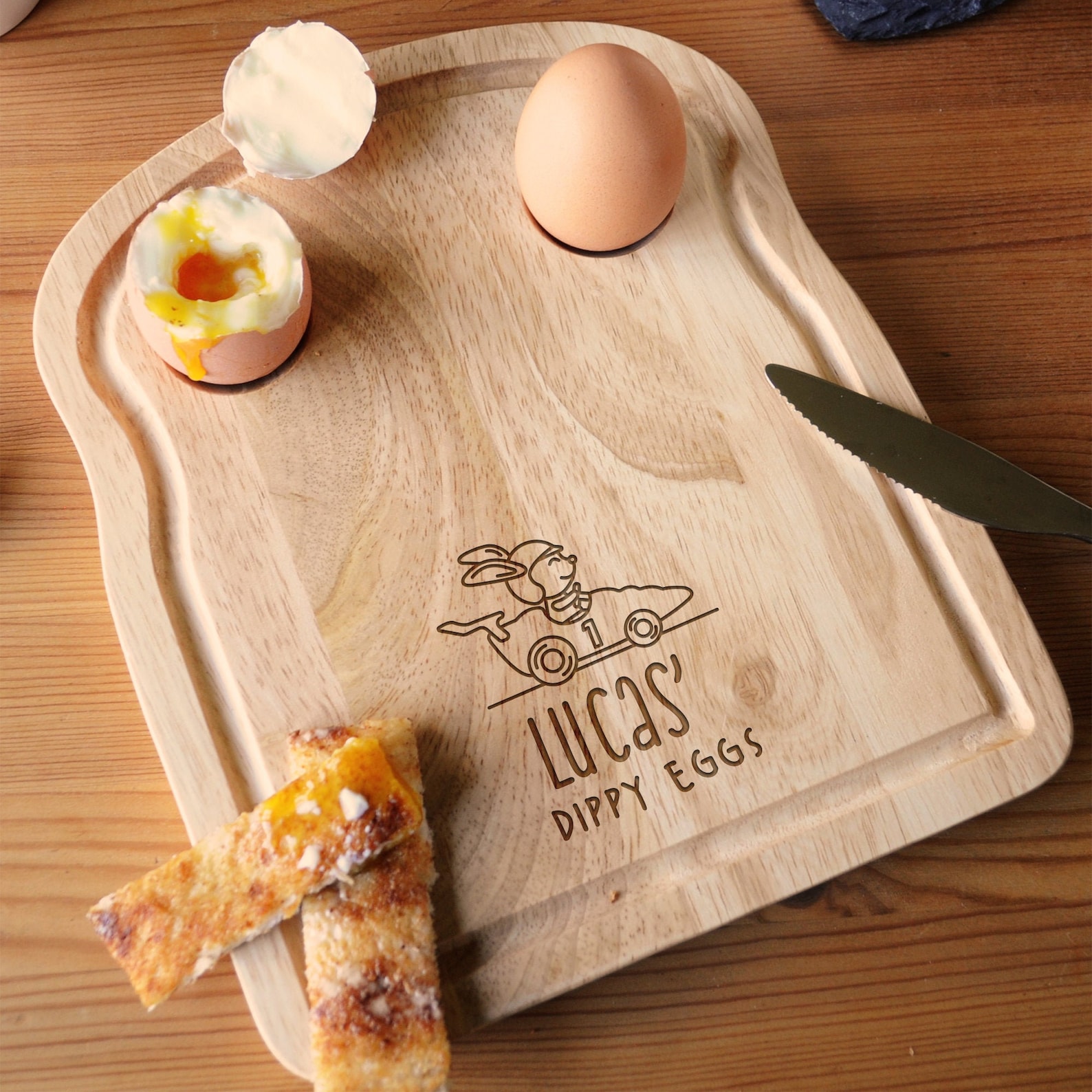 Personalised Toast Shaped Breakfast Board Dippy Eggs Cup - Etsy UK