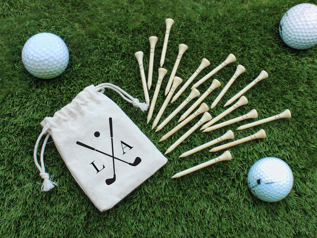 Personalised Golf Tee’s in a Drawstring Bag, Golf Tee Bag, Initials ...