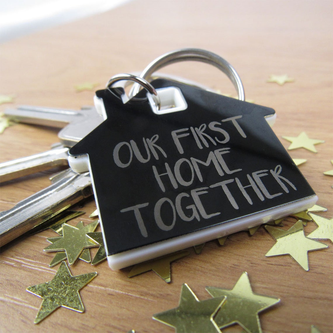 House Shaped Key Ring, New Home, Our First Home Together Metal Keychain ...