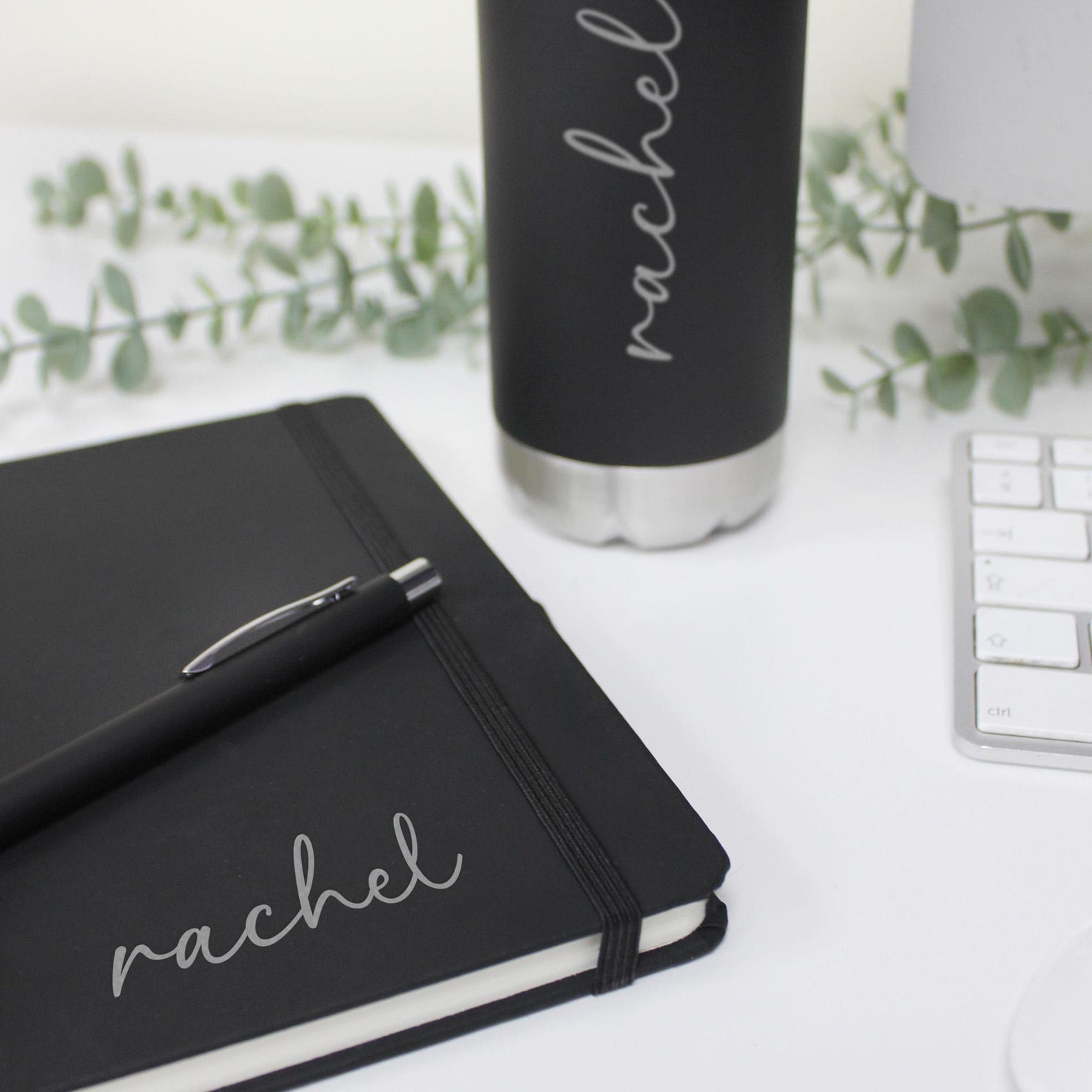 Lined PU Leather A5 Notebook With Ballpoint Pen & 500ml Double Walled ...
