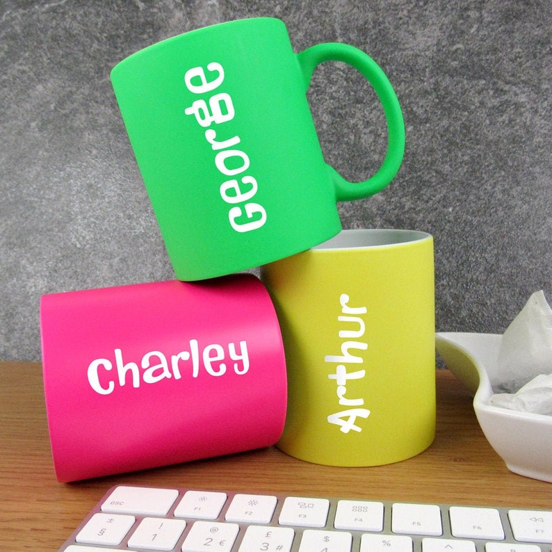 Personalised Neon Mug Ceramic Mug Fluorescent 310ml Tea Cup - Etsy