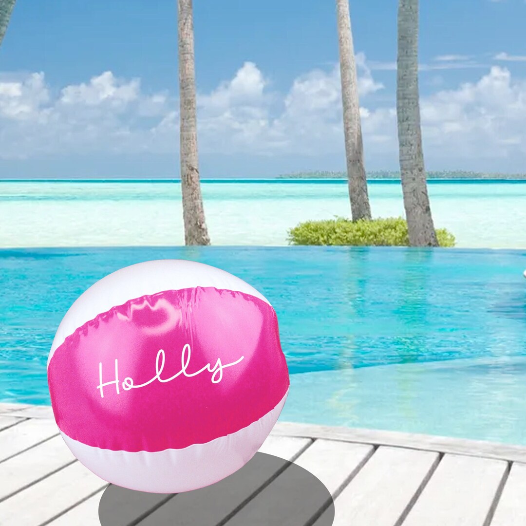 Personalised Vinyl 9 Inflatable Pink Beach Ball Pool Party Garden Toy ...