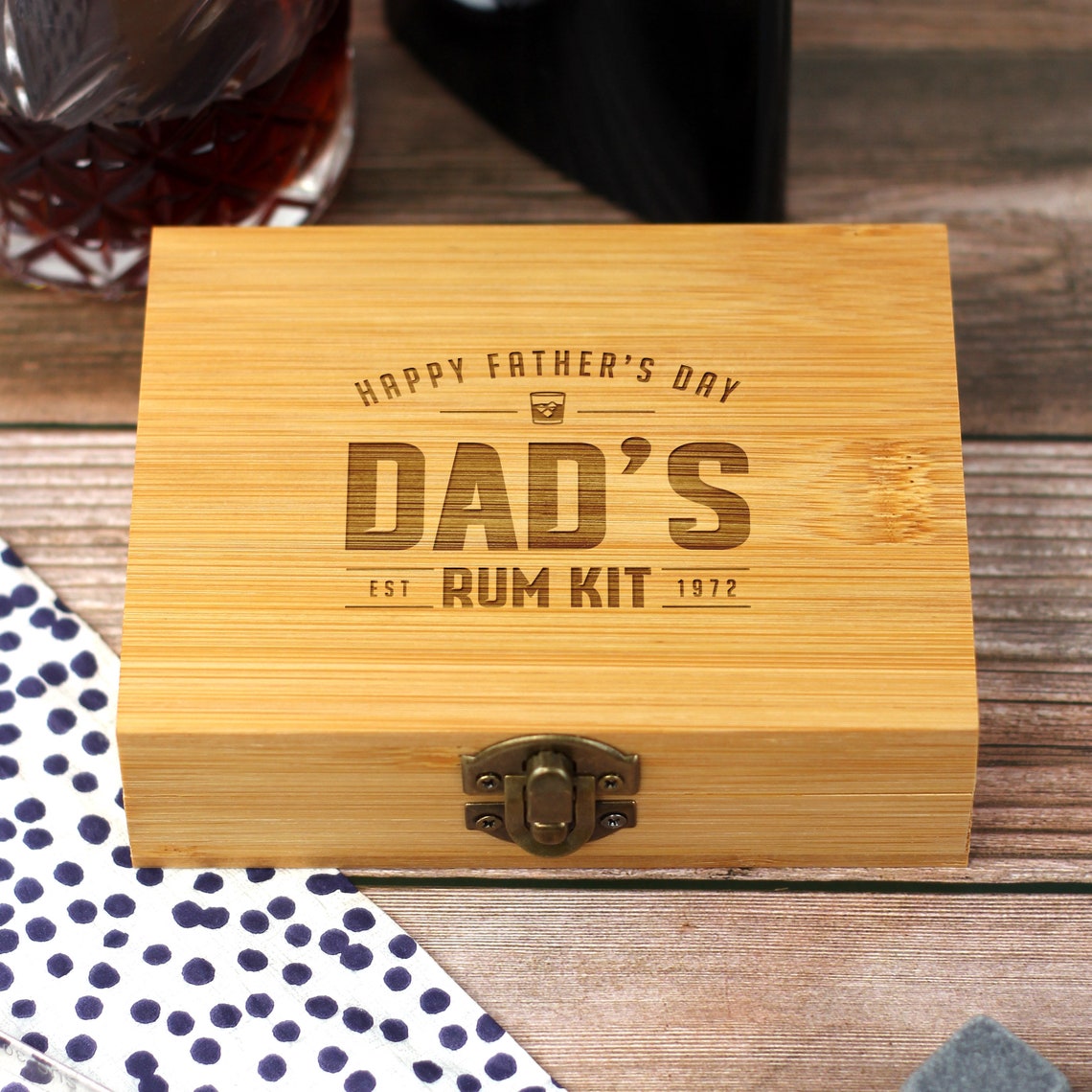 Personalised Rum Stones Set With Metal Tong, Dad's Rum Rocks Kit, 9 ...