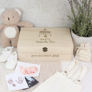 New Baby Wooden Personalised Keepsake Box, New Born Baby, Luxury Baby ...