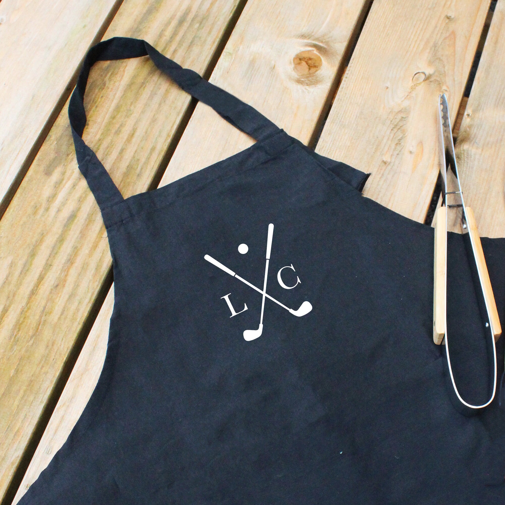 Black Dad’s Cooking Apron, Personalised Monogram Apron With Crossed ...
