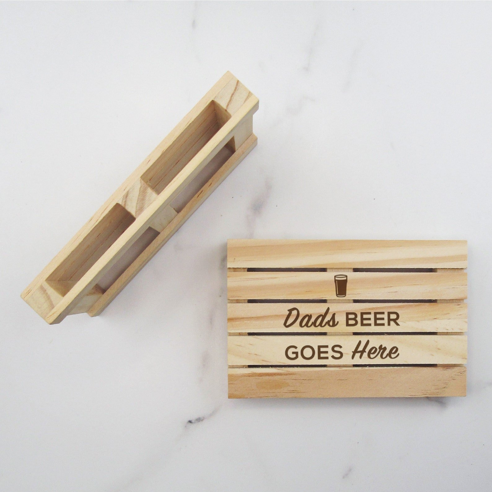Personalised Pallet Coaster Dad's Beer Goes Here Wooden - Etsy