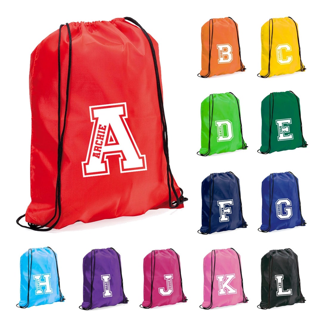 Personalised Children's Drawstring Bag Sport School PE Kit Bag for Boys ...