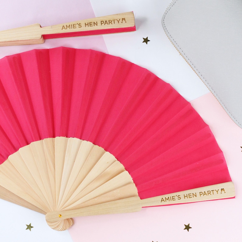 Personalised Pink Hand Fan, Hen Party Fan, Bridal Party Favours for Hen ...