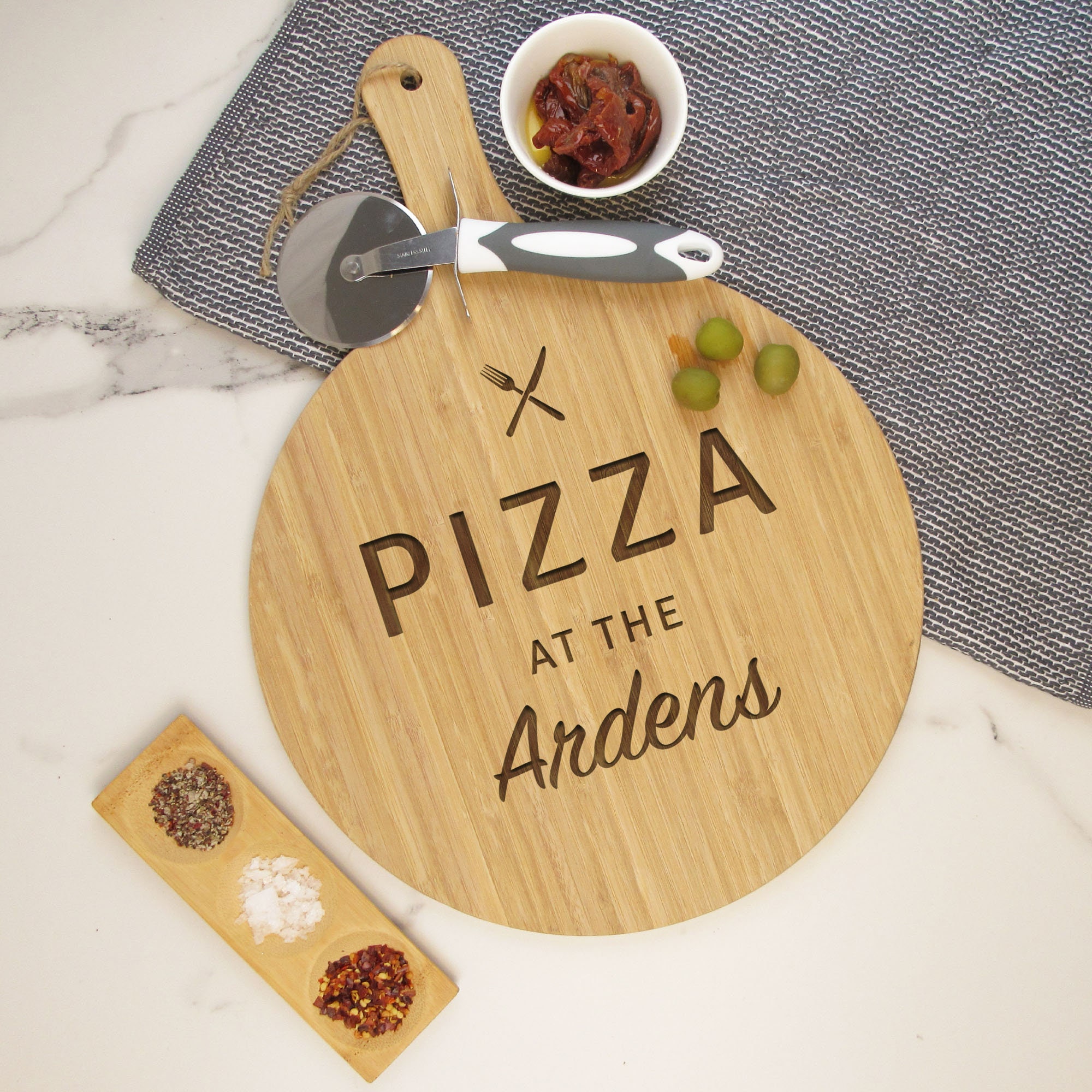 Personalised Pizza Serving Board Pizza At The.. Family Name | Etsy
