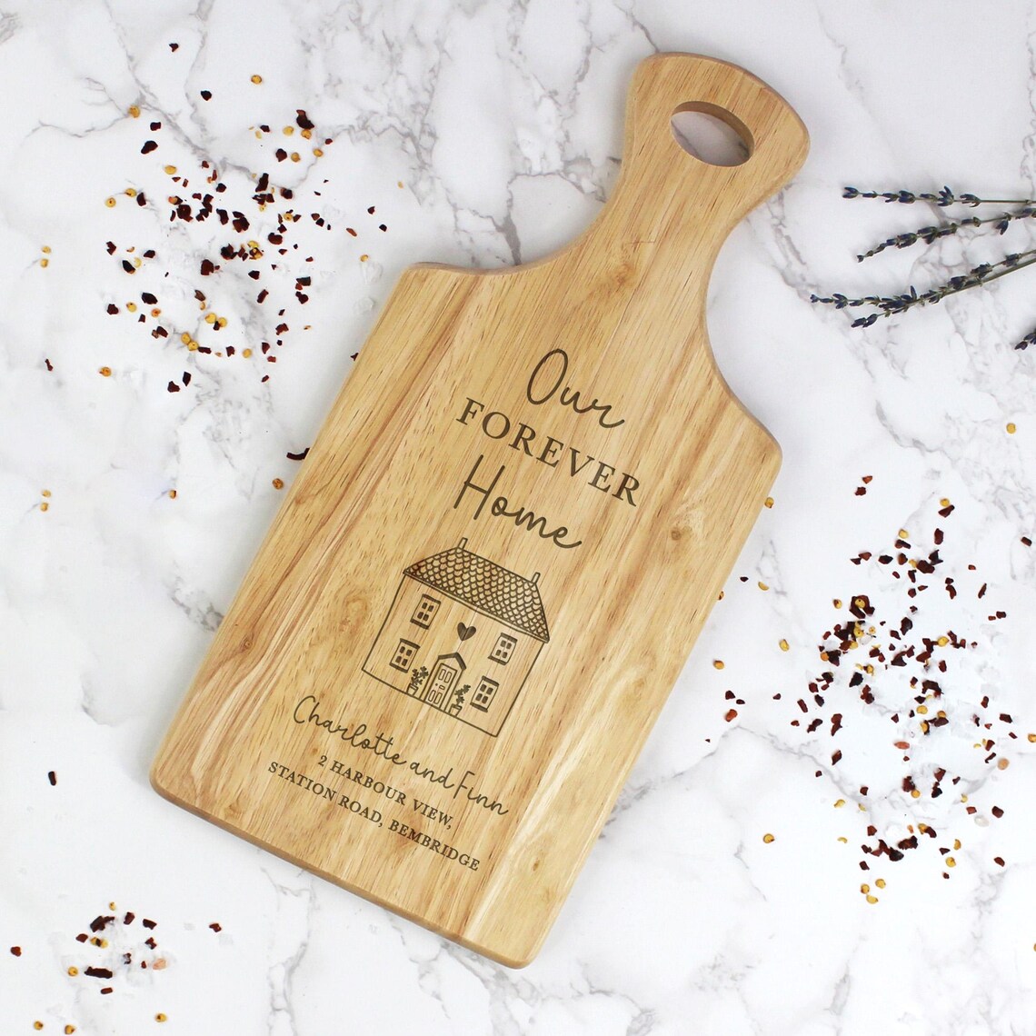 Our Forever Home Chopping Board, Personalised New House Gift ...