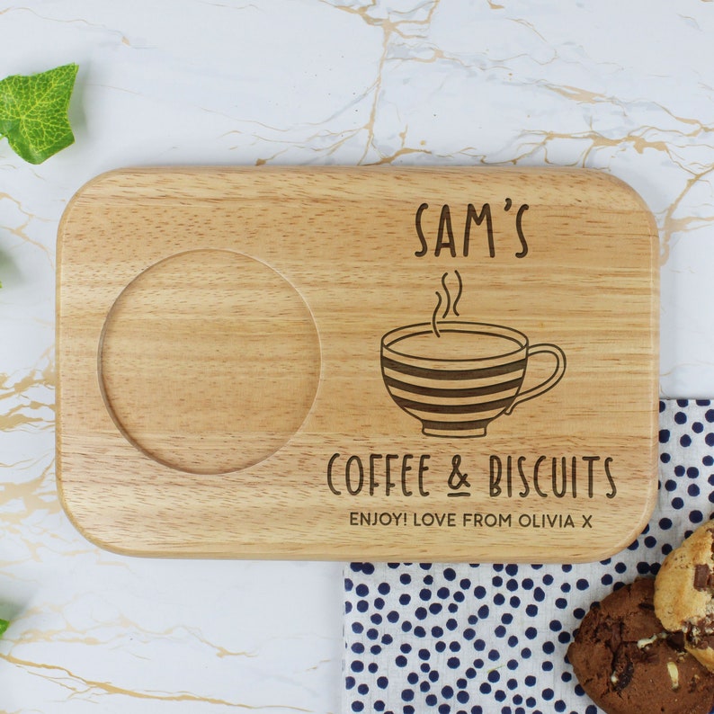 Personalised Coffee & Biscuits Board With Cup of Coffee Mug Option ...