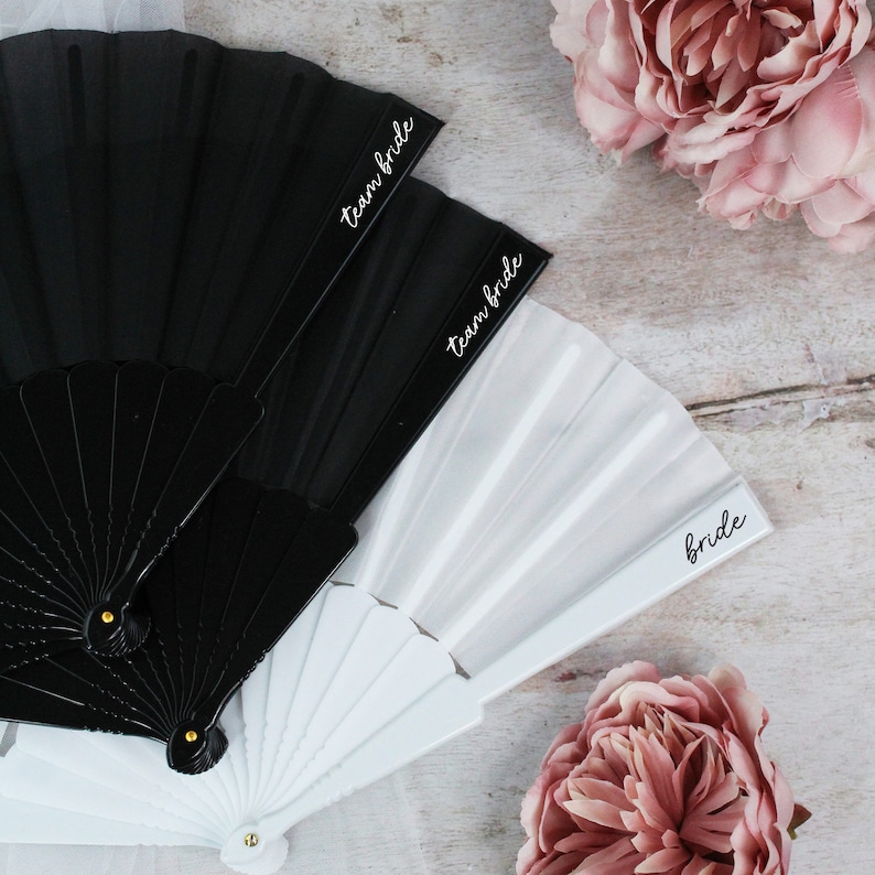 Team Bride Black & White Fans, Bridal Party Destination Hen Do, Summer ...