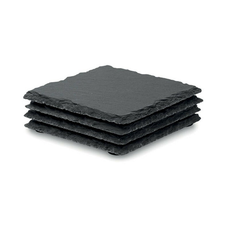 Heart Slate Coasters, Set of Plain 4 Natural Square Slate Tableware ...