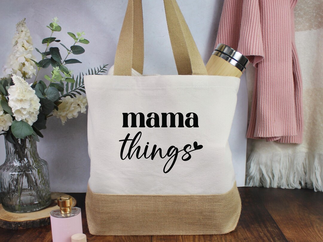Mama Things, New Mum Mother's Day Gift, Personalised Mum Jute Bag, Mum ...