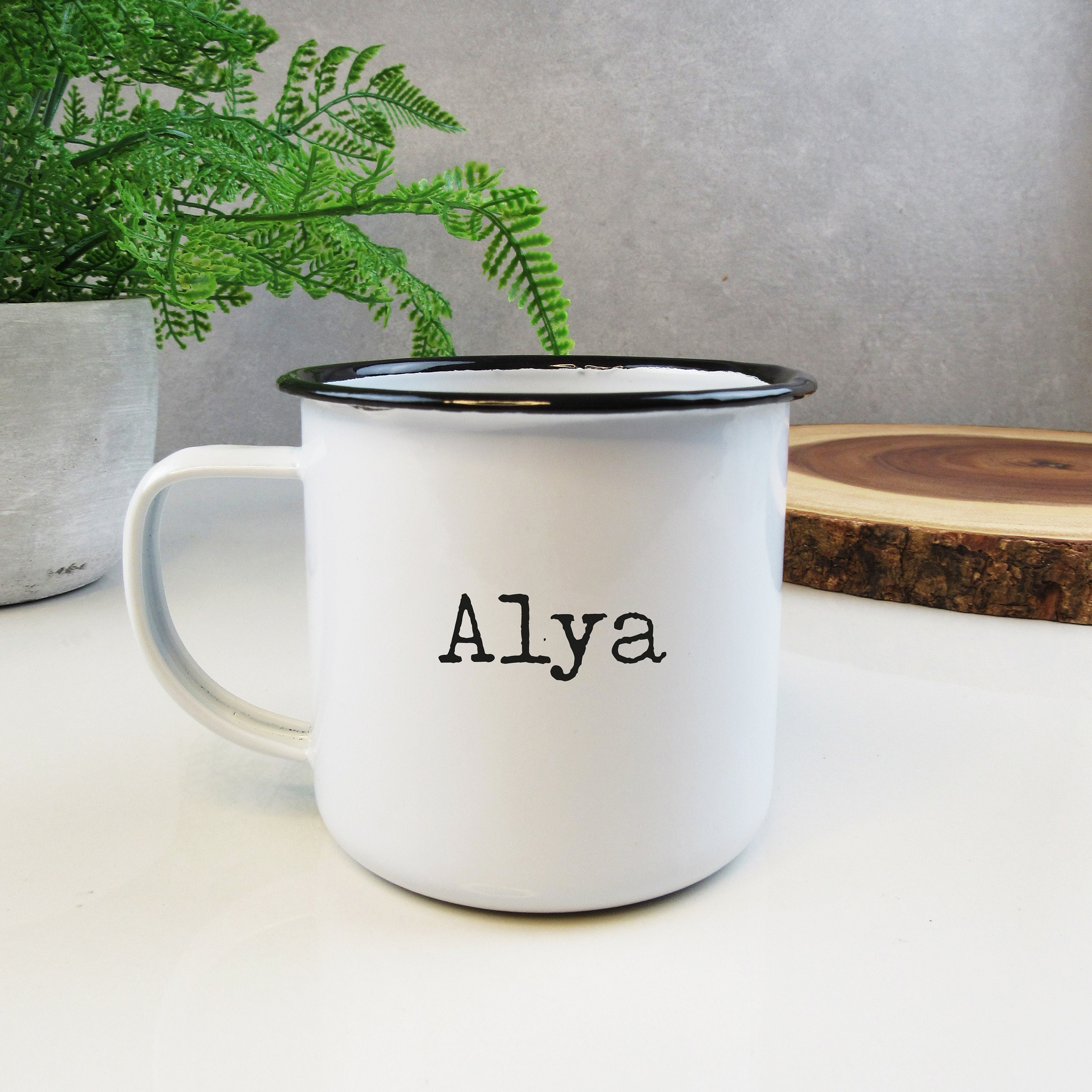 Personalised Name Enamel Tin Mug White Metal Tea Coffee Cup | Etsy