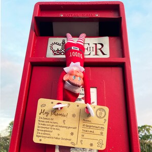 Personalised Elf Arrival Postcard, Wooden Christmas Elf in the Post ...