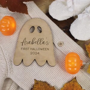 Personalised Baby's First Halloween Milestone Disc, Wooden Ghost 1st ...