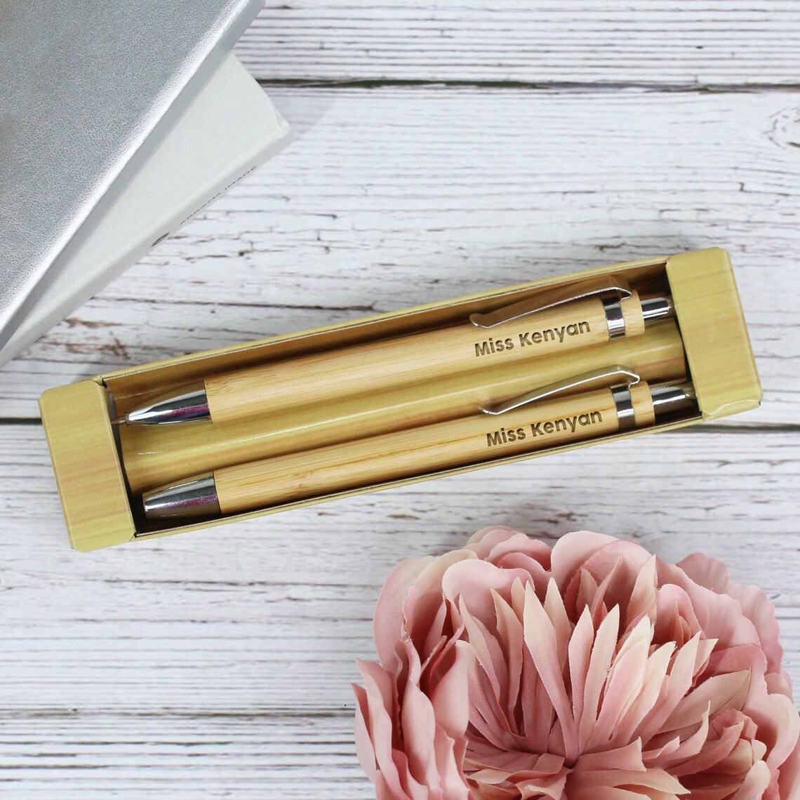 Personalised Teacher Gift Engraved Pen & Pencil Set, Bamboo Pen With ...