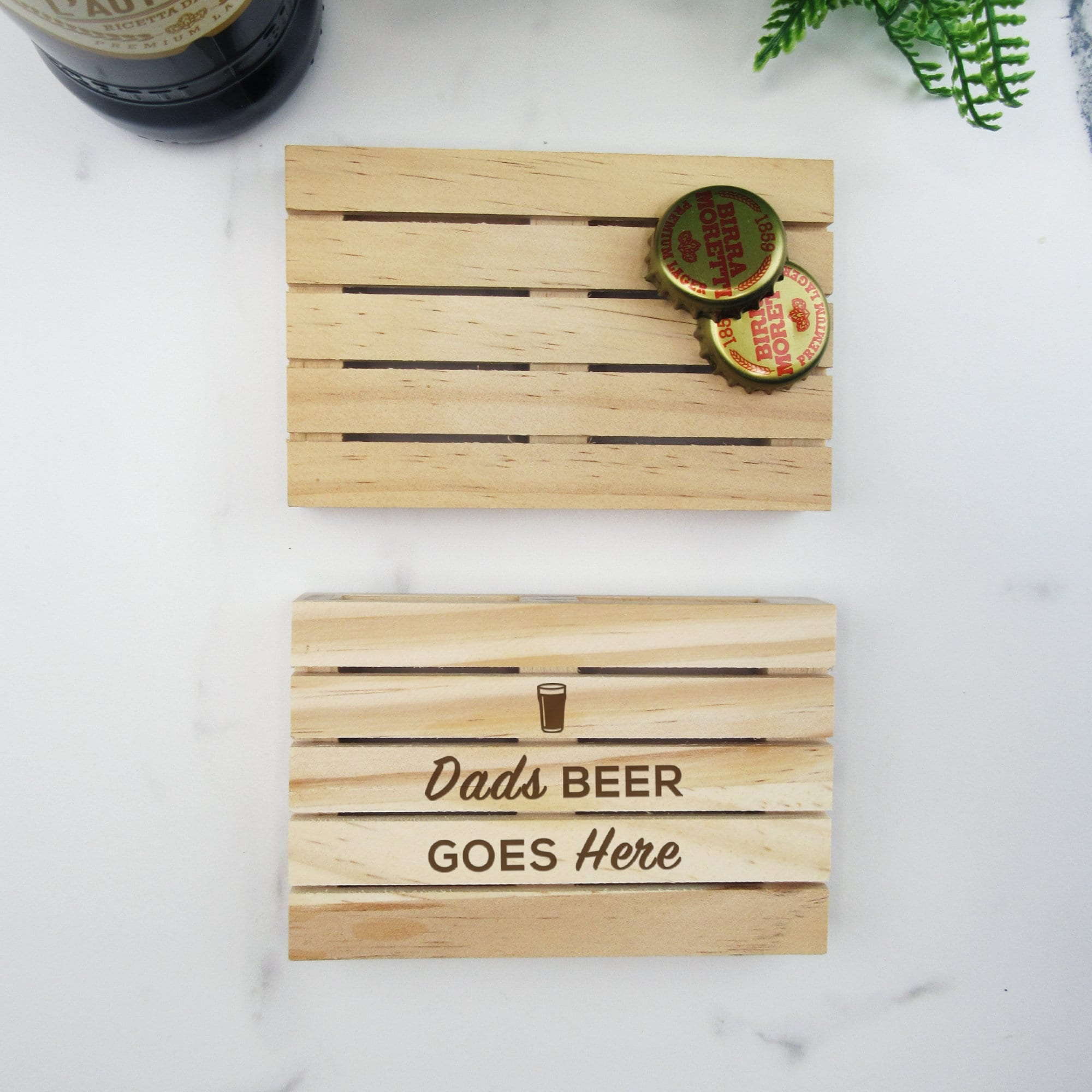 Personalised Pallet Coaster Dad's Beer Goes Here Wooden - Etsy