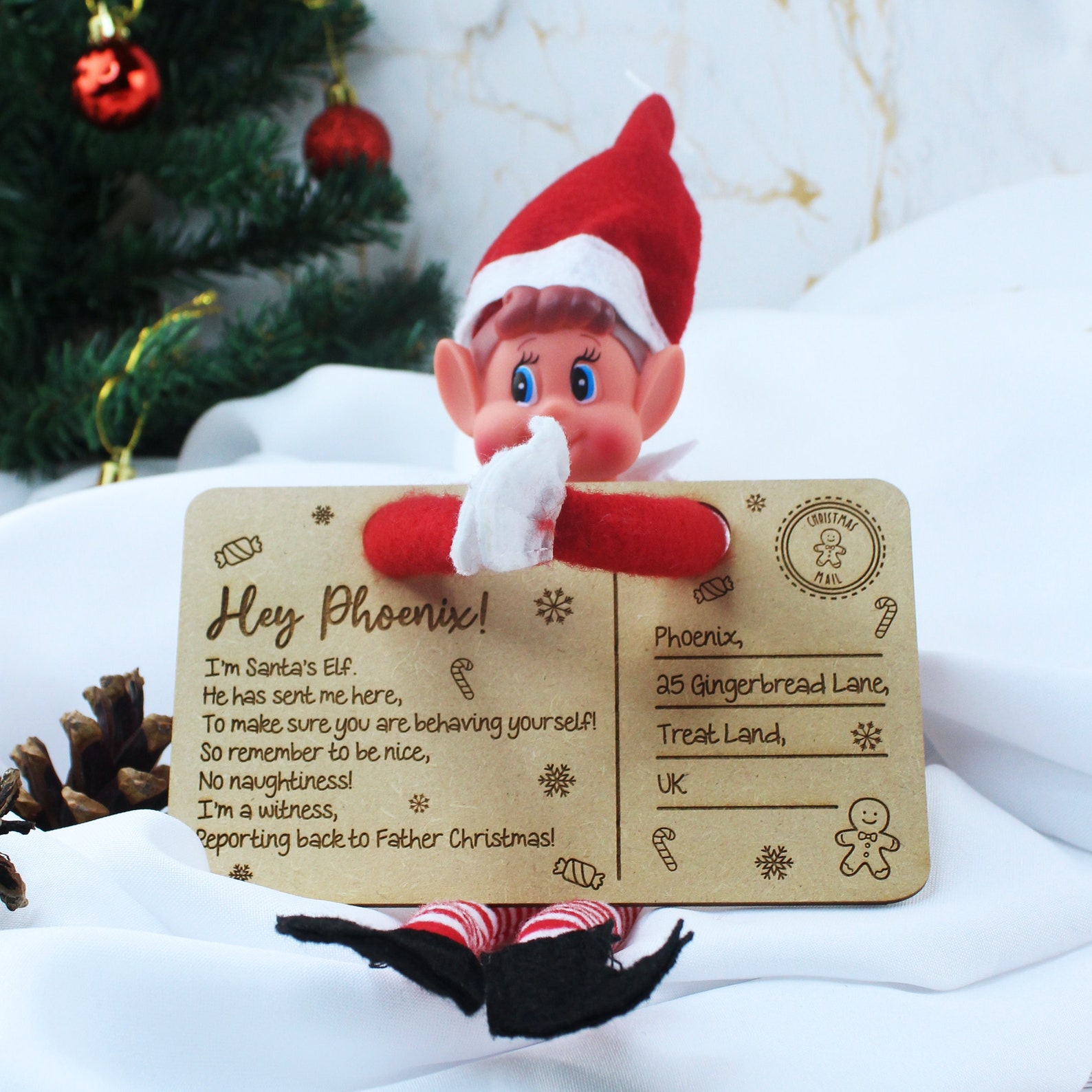 Personalised Elf Arrival Postcard Wooden Christmas Elf in the - Etsy
