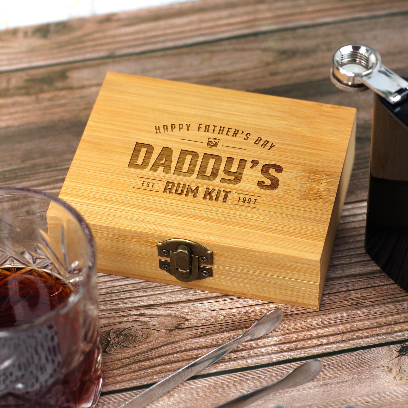Personalised Rum Stones Set With Metal Tong, Dad's Rum Rocks Kit, 9 ...