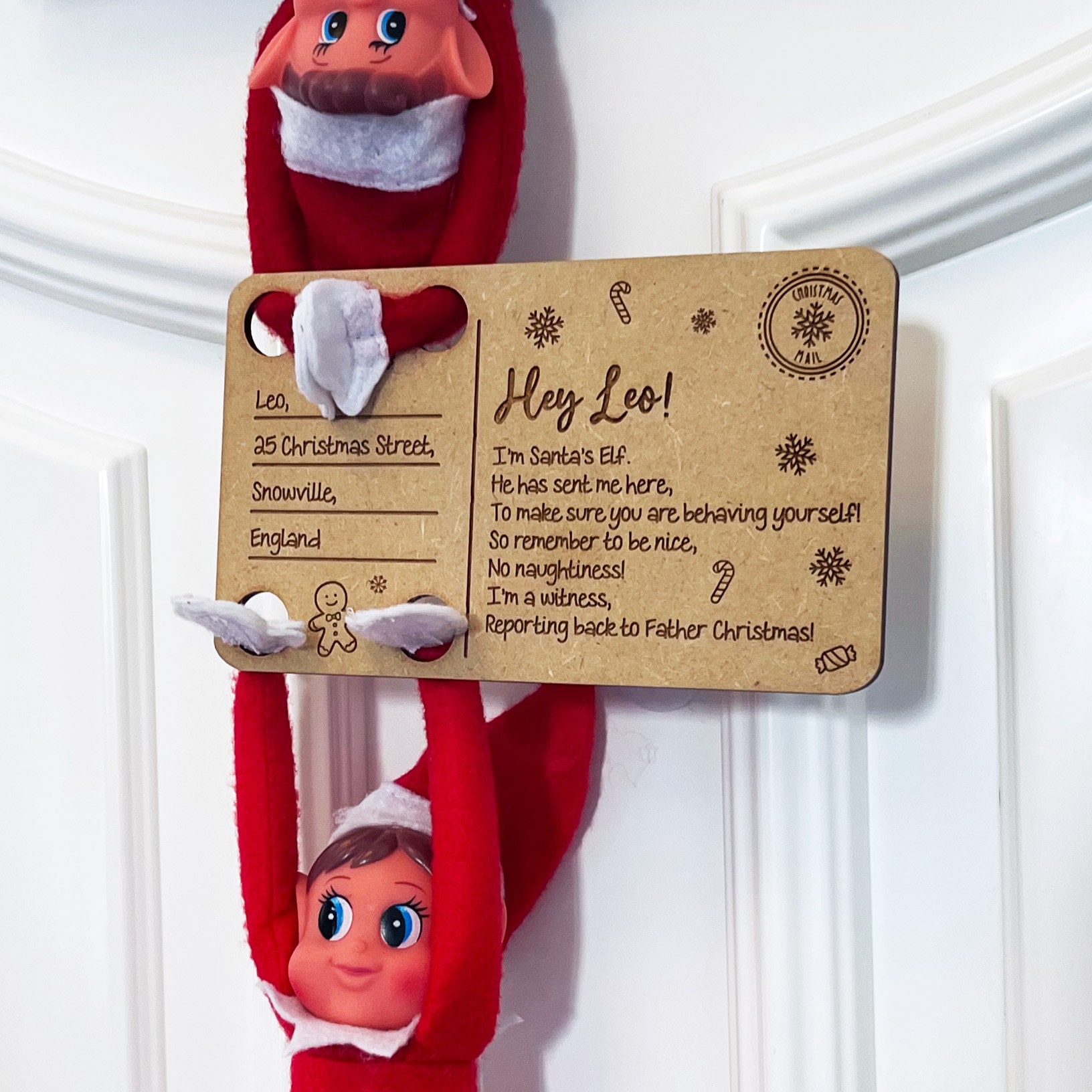 Elf Arrival Postcard Wooden Christmas Card Personalised - Etsy UK