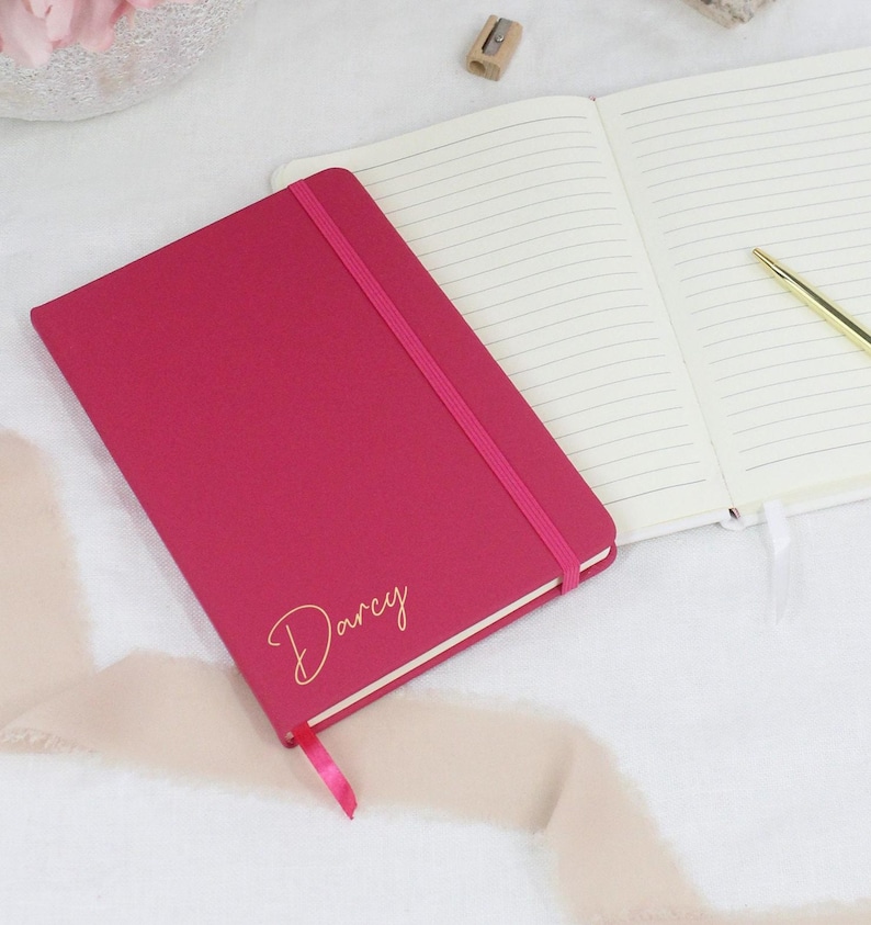 Personalised Pink Hardback Notebook, A6 A5 A4 Lined Notepad, New Job ...