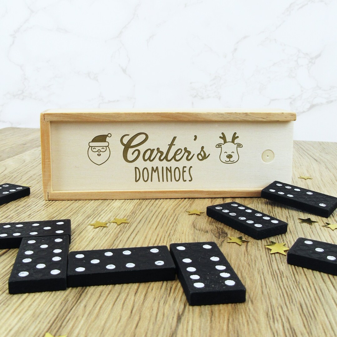 Personalised Wooden Christmas Dominoes Tile Game With Eco Friendly Box ...