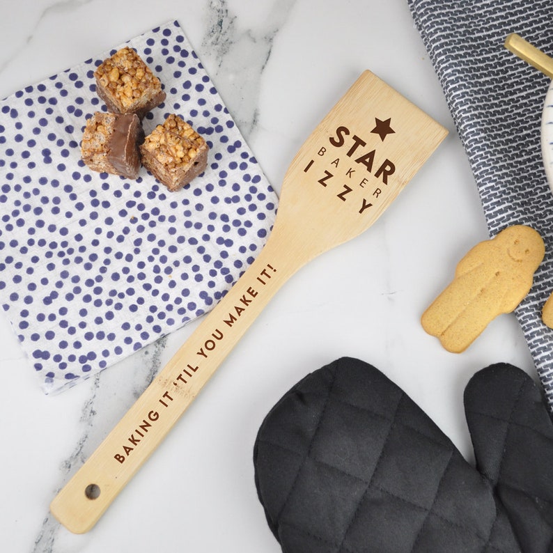 Personalised Star Baker Wooden Spatula Baking Award Laser - Etsy UK