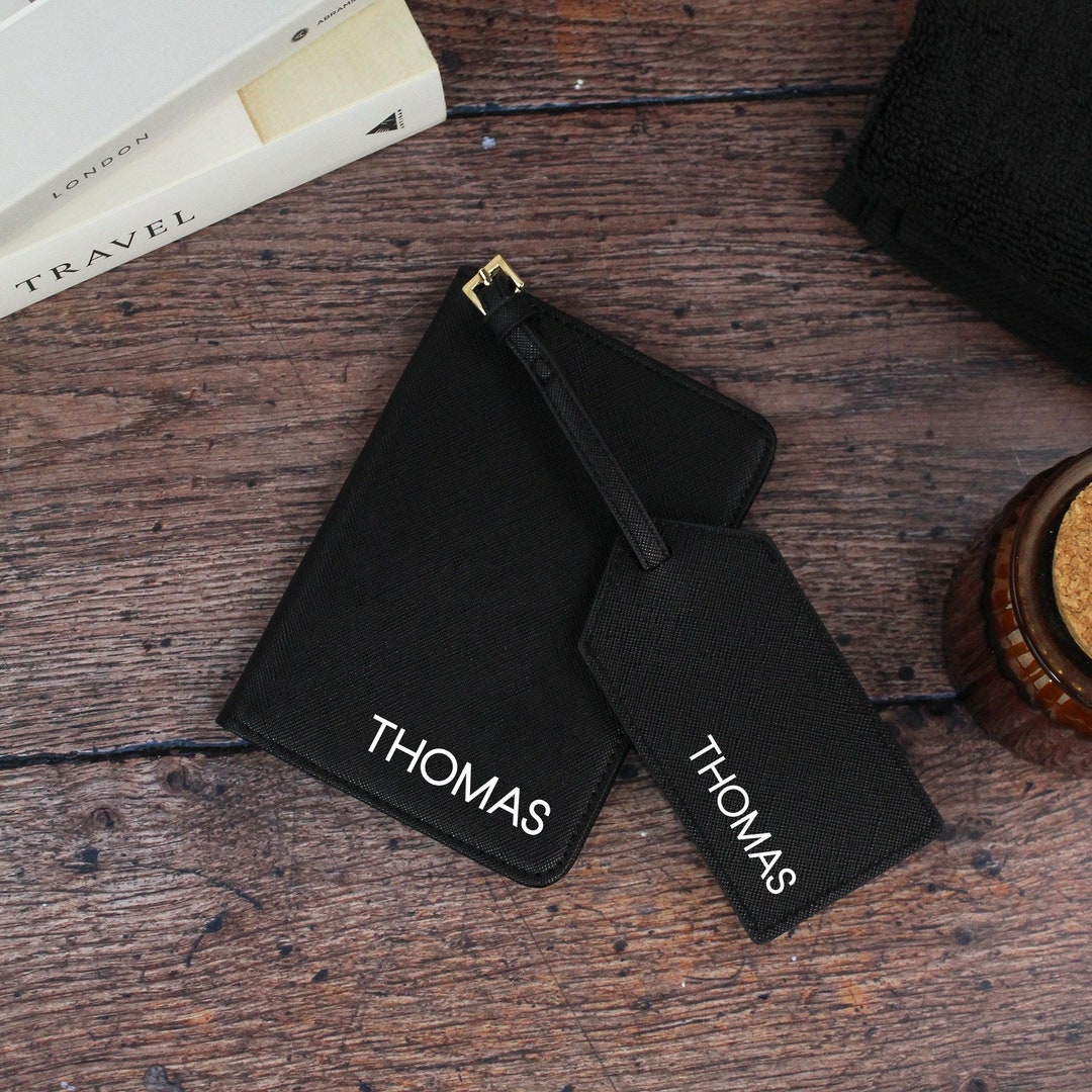 Personalised Men’s Passport Holder & Luggage Tag Travel Set With Name ...
