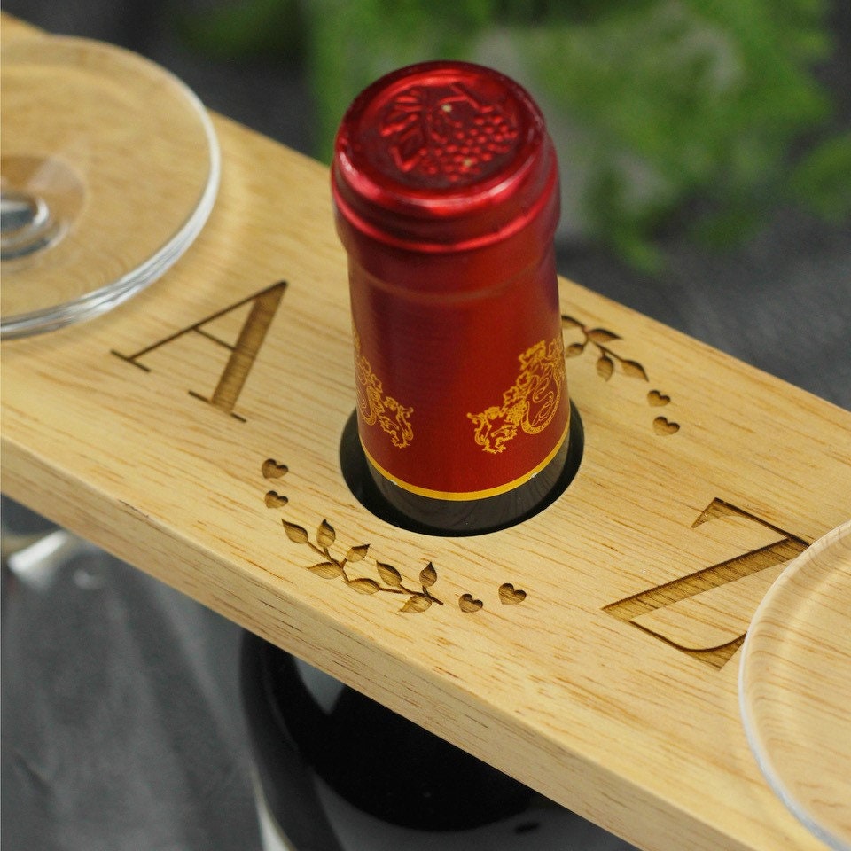 Personalised Wine Glass and Bottle Butler, Initials & Monogram Design ...