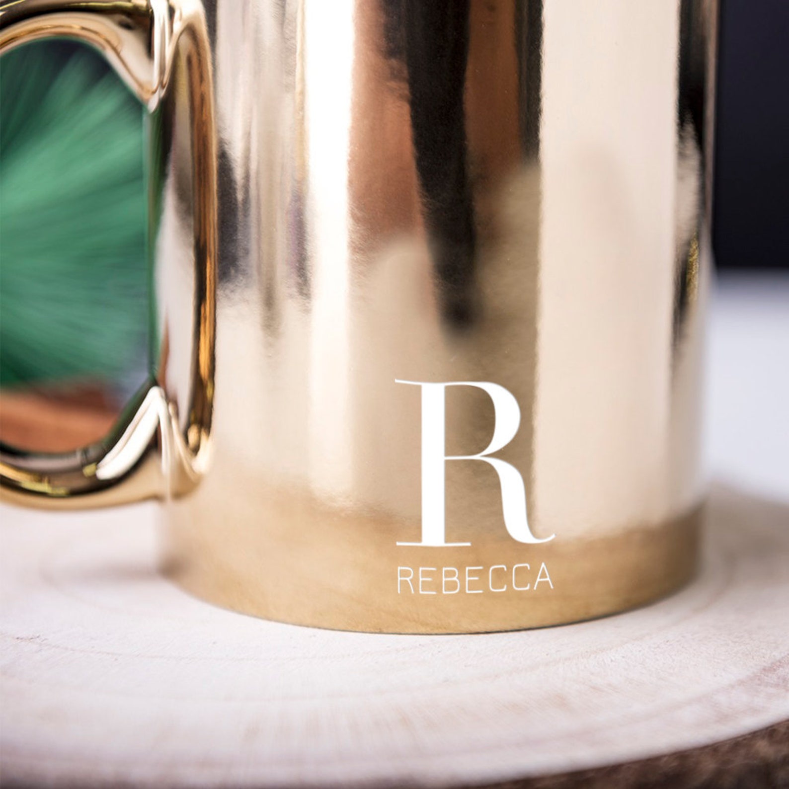 Personalised Metallic Coffee Mug - Ceramic 350ml Silver Gold Tea Cup ...