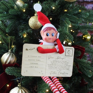 Elf Arrival Postcard, I’m Back Announcement, Elf Message, Wooden ...