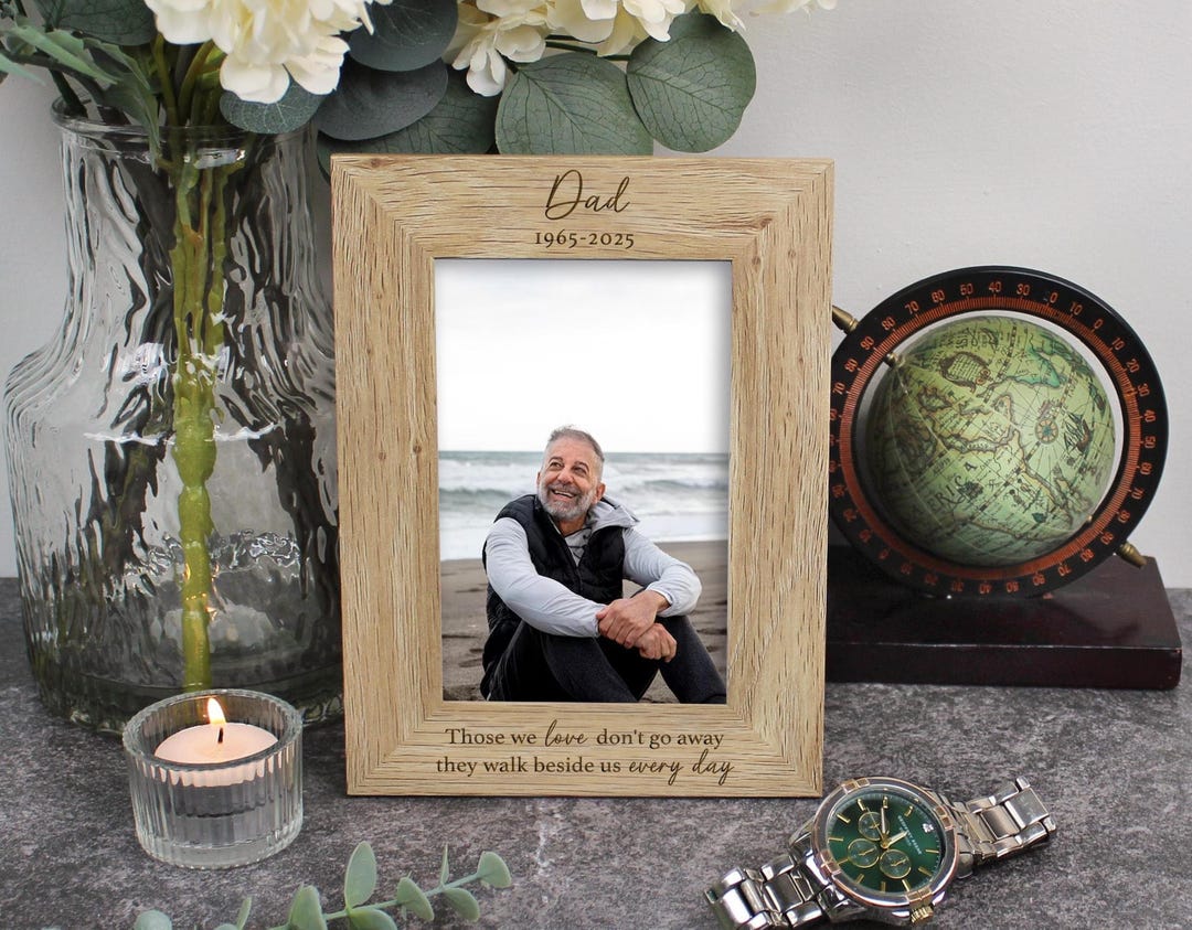 Dad Memorial Photo Frame, in Loving Memory Wooden Picture Frame ...