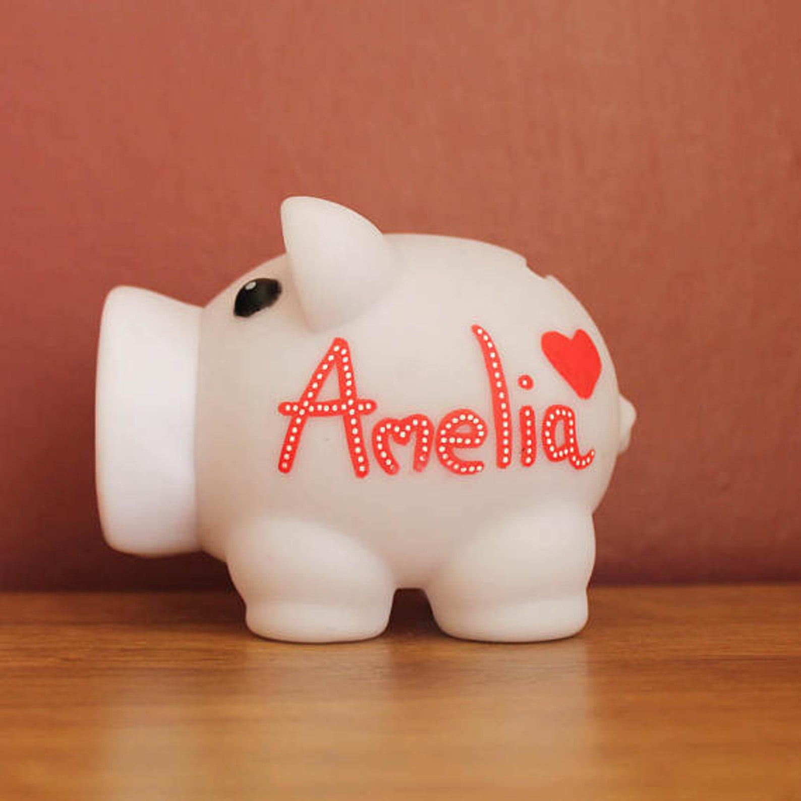 Personalised Piggy Bank, Hand Drawn Customised Plastic Piggi Bank ...
