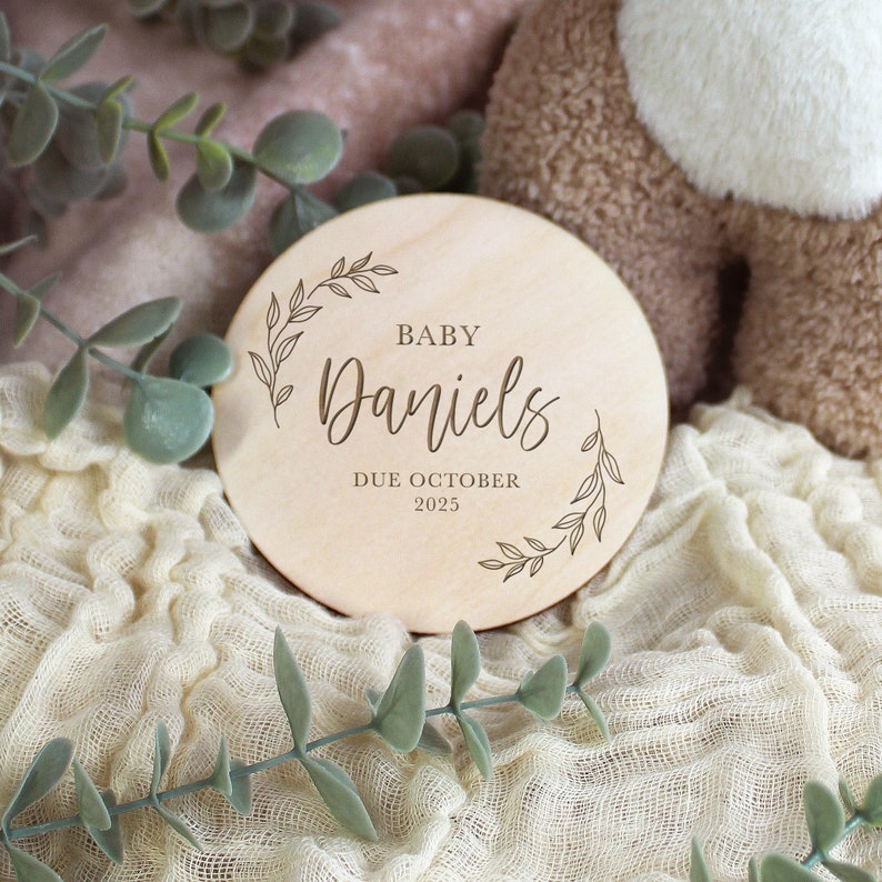 Personalised Pregnancy Announcement Disc, Pregnancy Reveal Sign ...