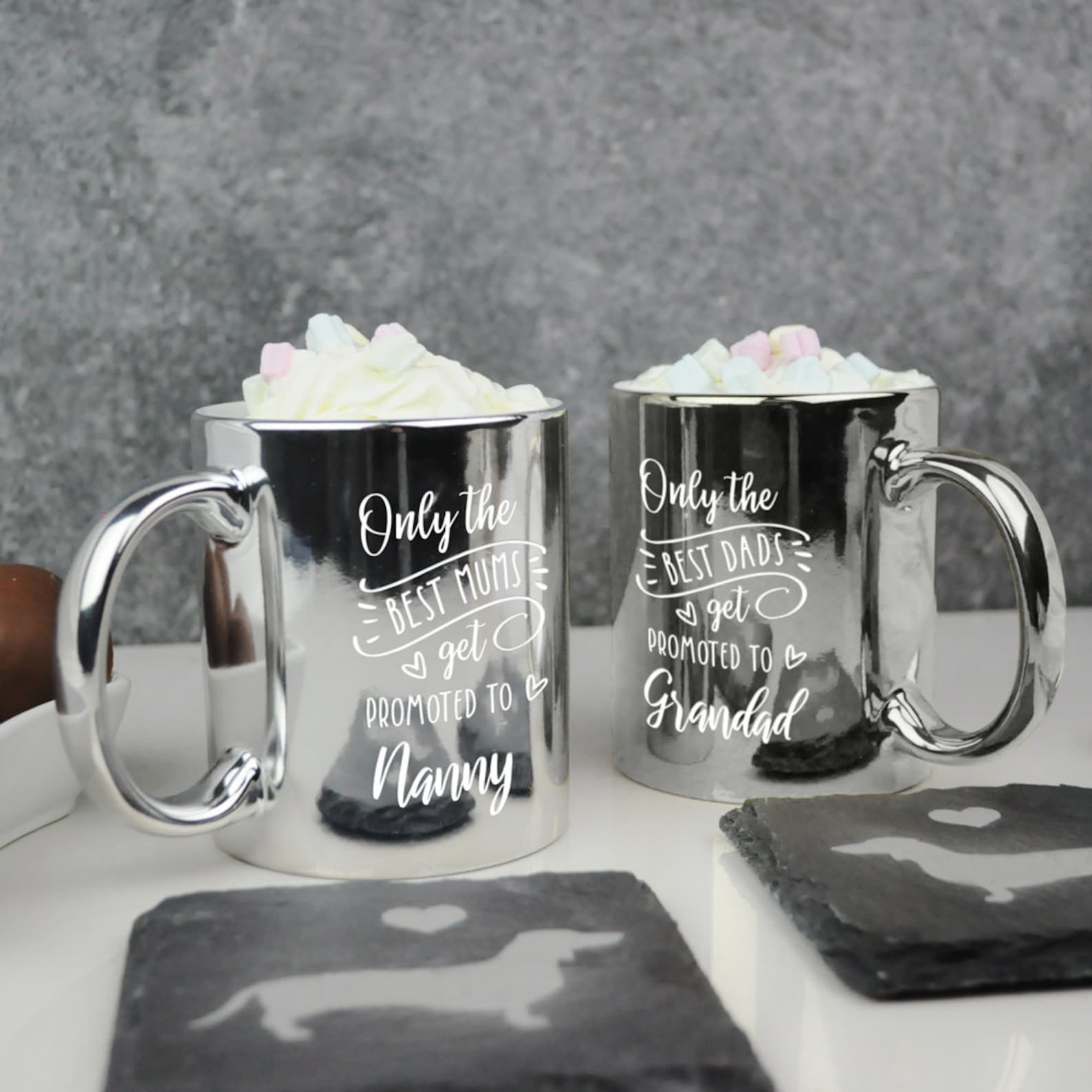 SET OF 2 Metallic Silver Gold Coffee Mugs Only the Best - Etsy