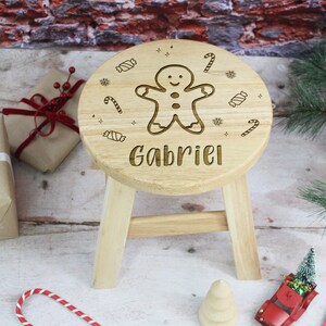 Personalised Child’s Wooden Christmas Stool With Any Name, Xmas Gift ...