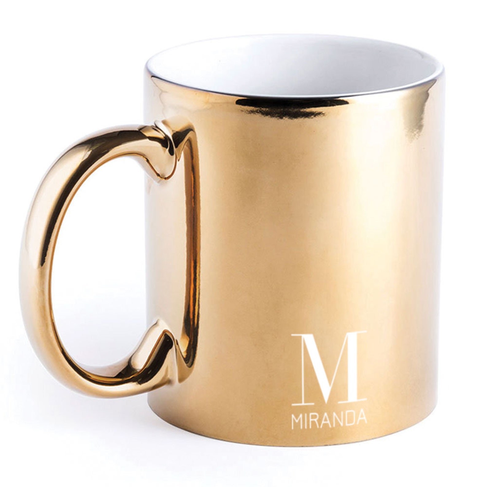 Personalised Metallic Coffee Mug - Ceramic 350ml Silver Gold Tea Cup ...