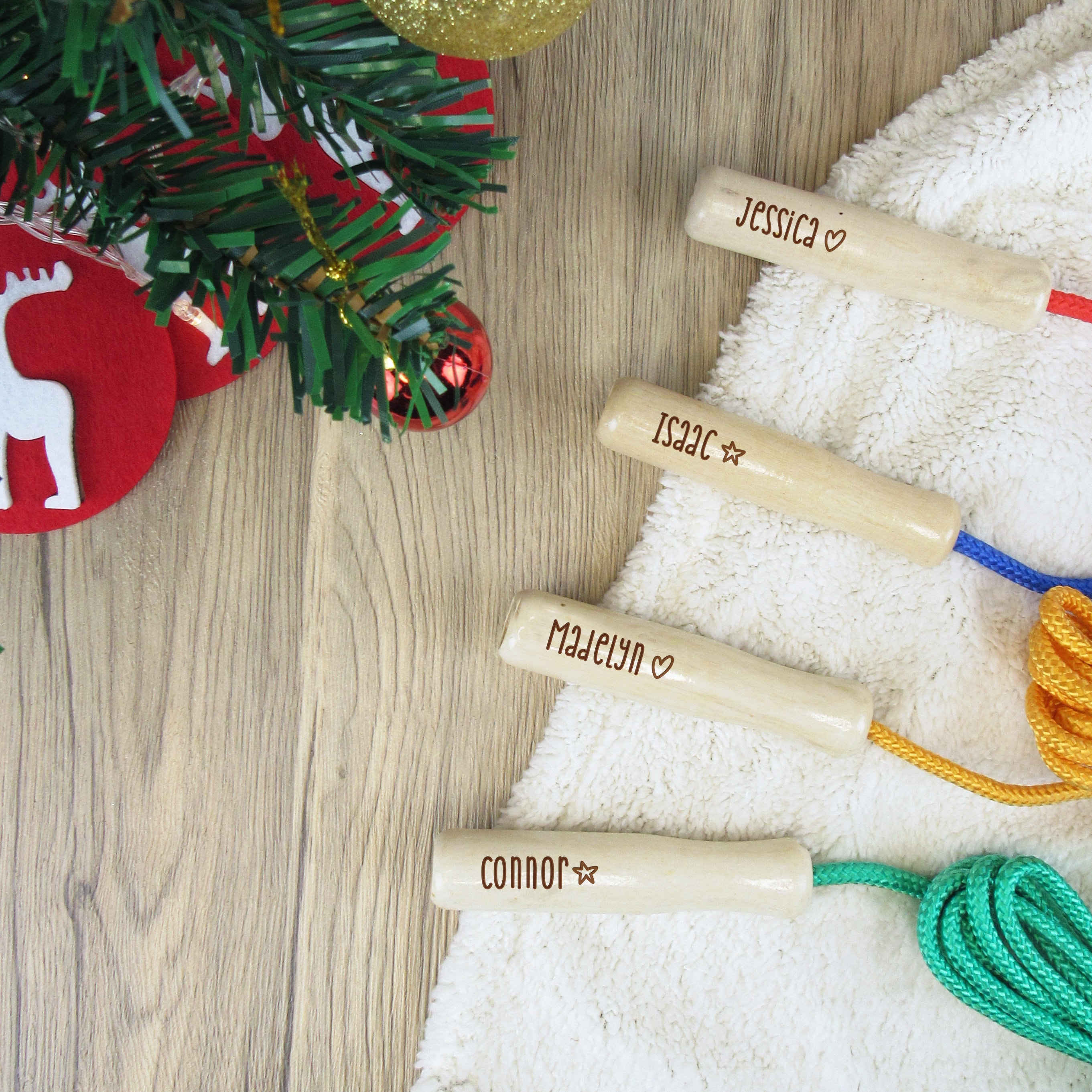 Personalised Wood & Coloured Children's Skipping Rope With Any Name ...